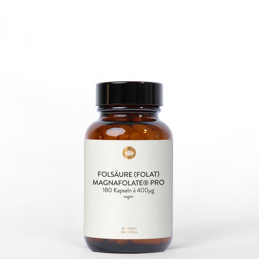 Acide folique 400µg / bioactif, vegan / Magnafolate® Pro / 180 gélules
