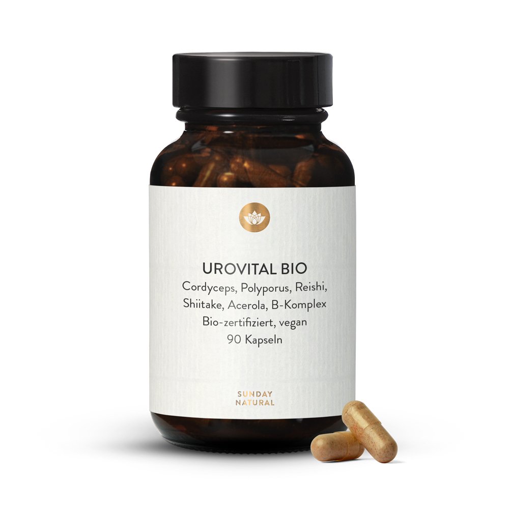 Urovital Bio. Cordyceps, reishi, acérola, etc. 90 gélules | Sunday Natural