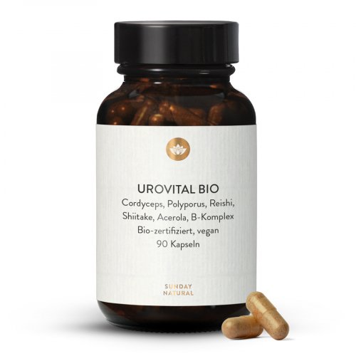 Urovital Bio. Cordyceps, reishi, acérola, etc. 90 gélules | Sunday Natural